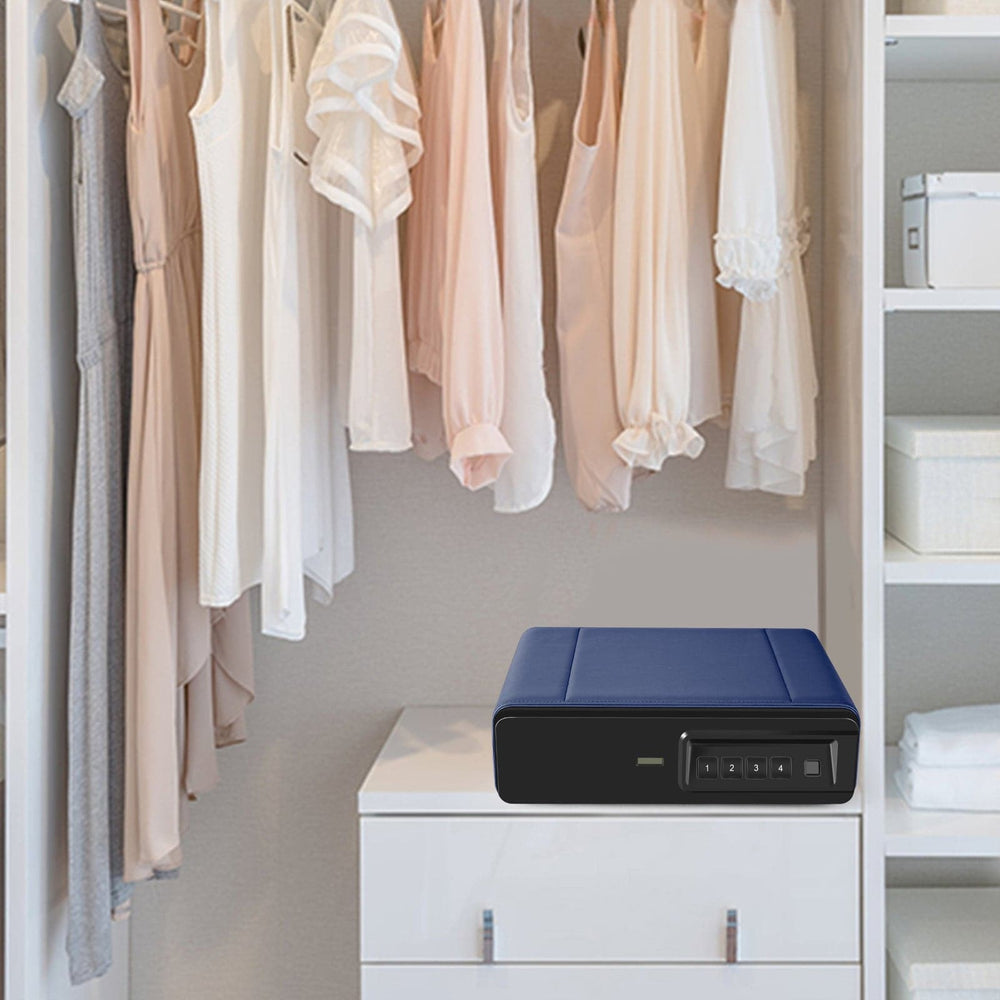 Langger Biometric Fingerprint Drawer Safe with Blue Leather Wrapped