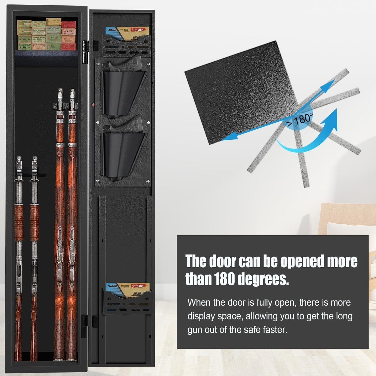 Langger 3-4 Rifle Gun Safe with 180-Degree Full Access Door