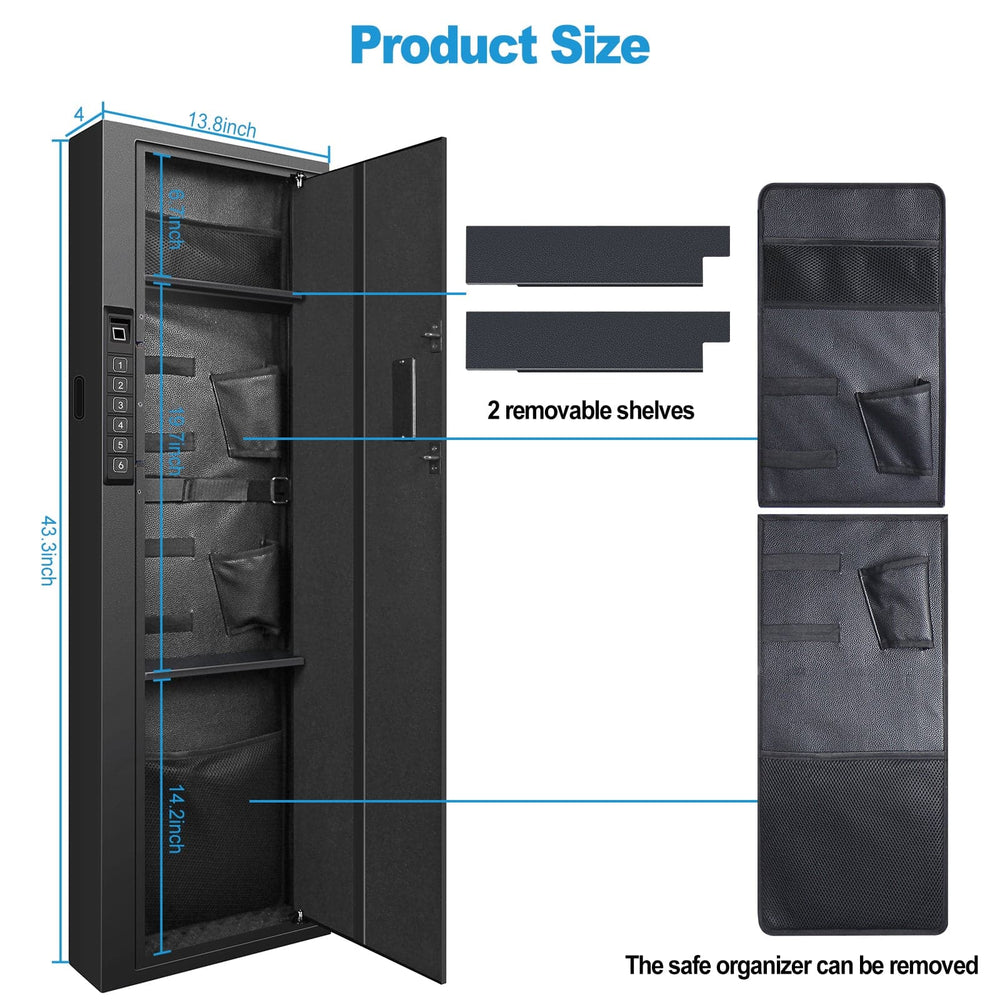 Biometric Wall Gun Safe for Handgun & Rifle