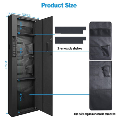 Biometric Wall Gun Safe for Handgun & Rifle